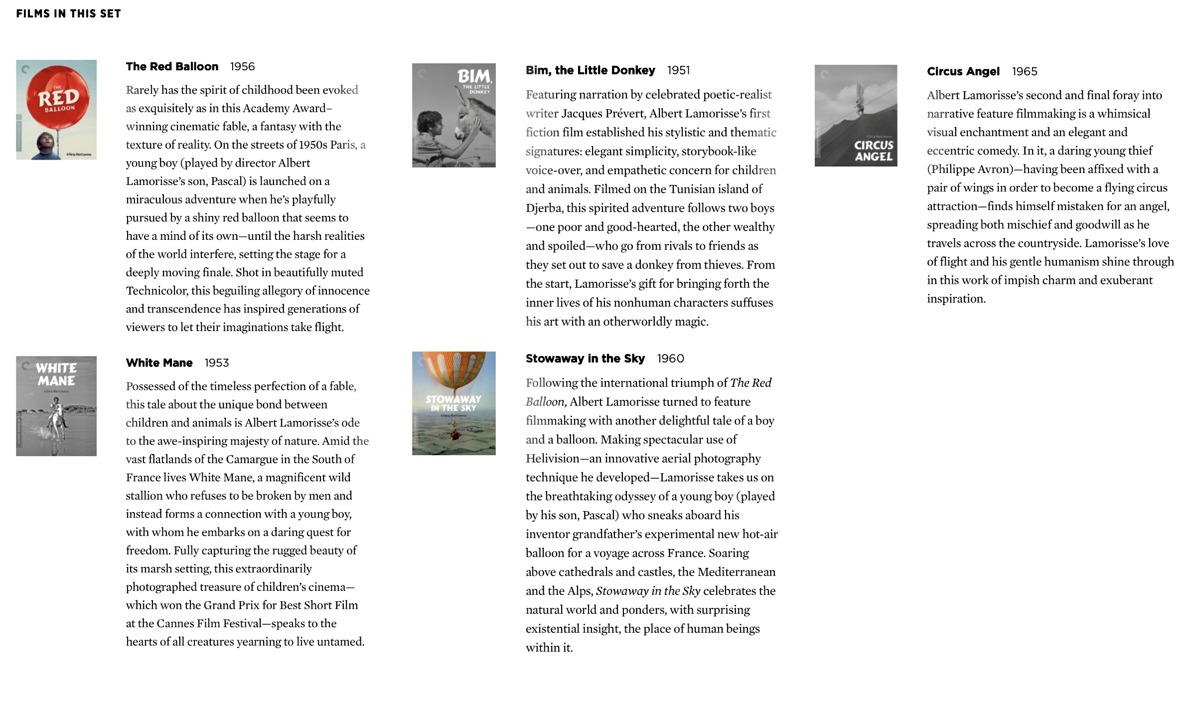The Red Balloon and Other Stories: Five Films by Albert Lamorisse ...